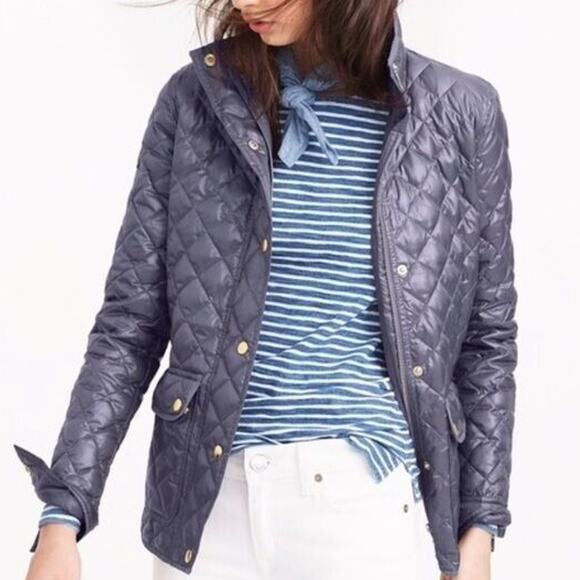 J. Crew | Jackets & Coats | J Crew Womens Downtown Gray Quilted Down ...